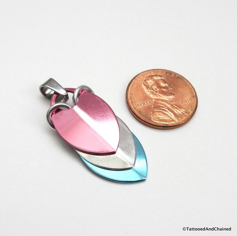 Transgender Pride Pendant Necklace Chainmail Scale Pendant - Etsy Canada