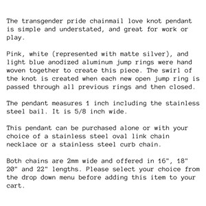 Transgender Pride Pendant Necklace, Chainmail Love Knot, Trans Pride ...