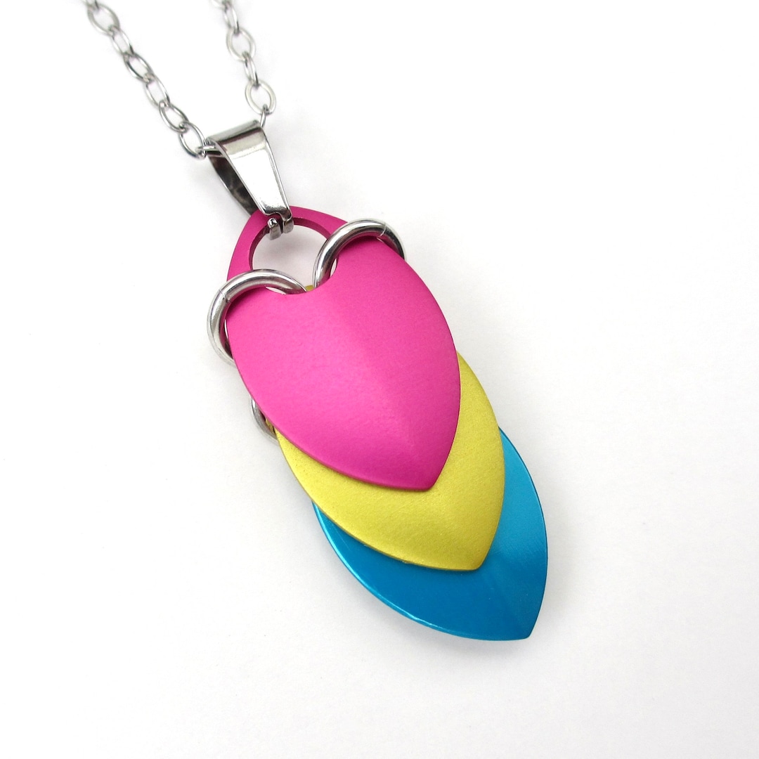 Pansexual Pride Pendant, LGBTQ Chainmail Scale Necklace, Pan Pride ...