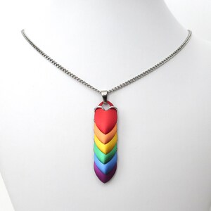 Gay Pride Pendant, Rainbow LGBTQ Flag Necklace, Chainmail Scale Charm ...