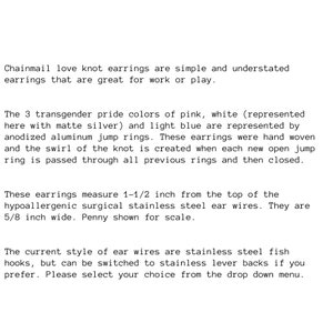 Transgender Pride Earrings Love Knot Chainmail Trans Pride - Etsy