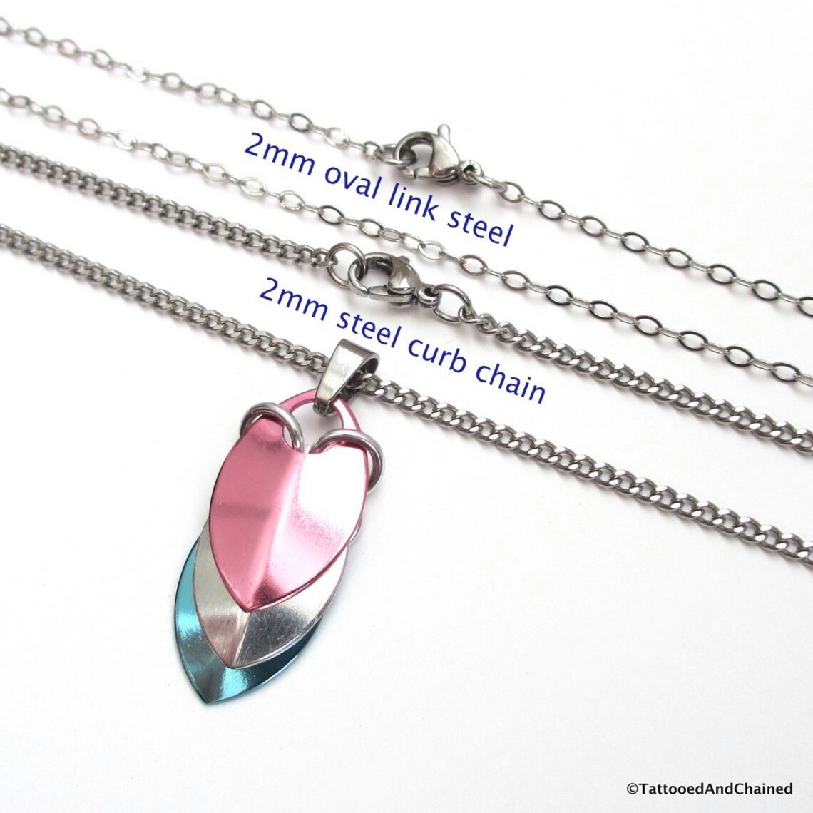 Transgender Pride Pendant Necklace Chainmail Scale Pendant - Etsy Canada
