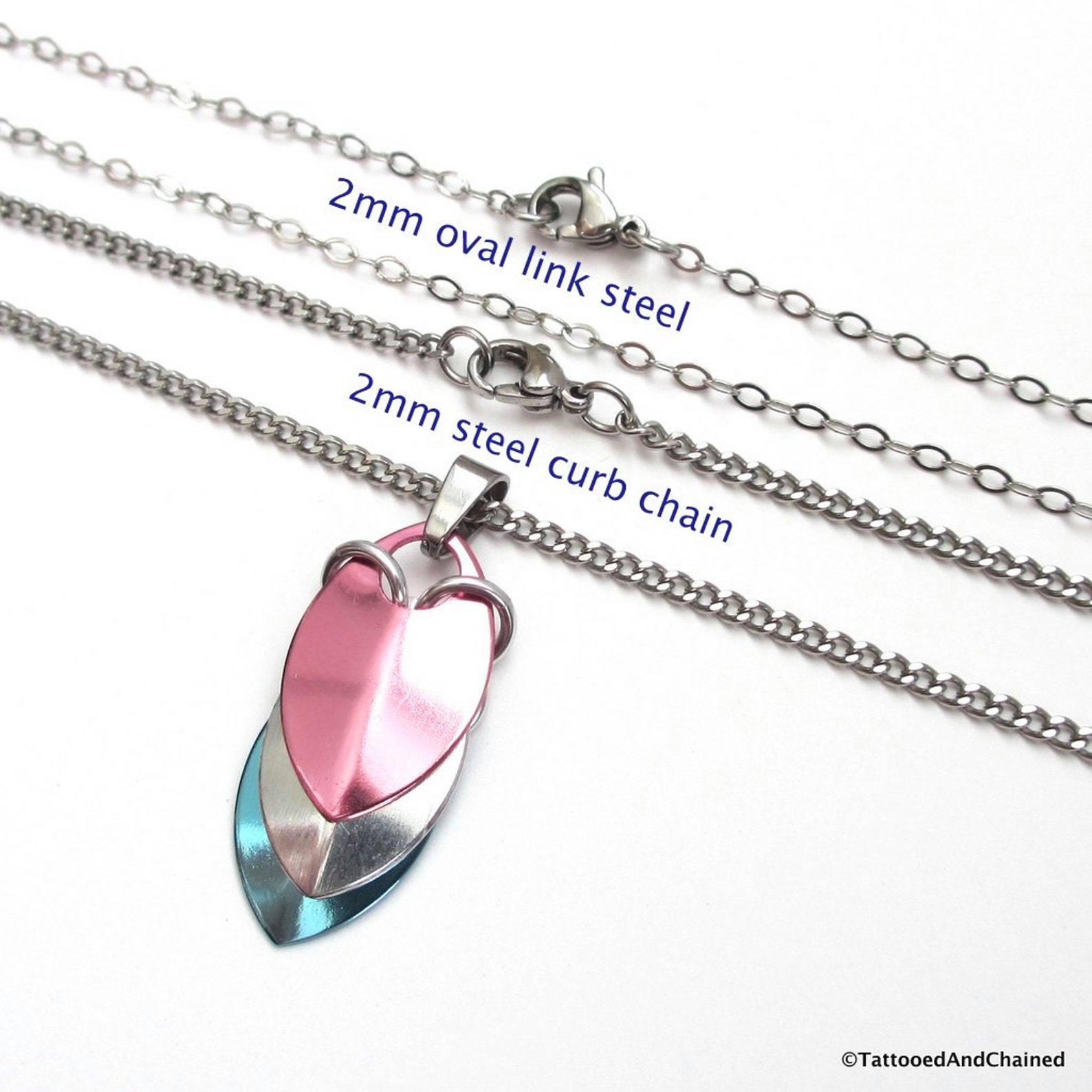 Transgender Pride Pendant Necklace Chainmail Scale Pendant - Etsy Canada