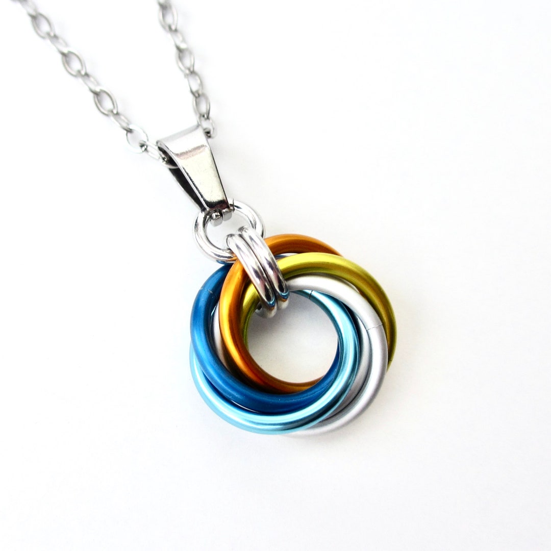 Aroace Pride Pendant Necklace, Chainmail Love Knot, Small Pride Jewelry ...