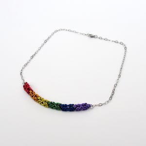 Gay Pride Necklace, Rainbow Chainmail Byzantine Weave LGBTQ+ Jewelry ...