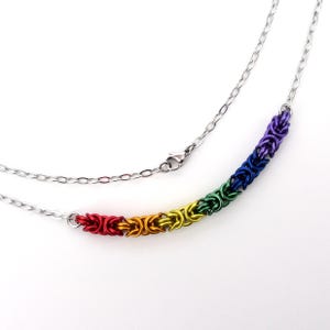 Gay Pride Necklace, Rainbow Chainmail Byzantine Weave LGBTQ+ Jewelry ...
