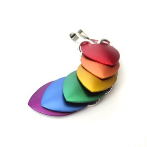Gay Pride Pendant, Rainbow LGBTQ Flag Necklace, Chainmail Scale Charm ...