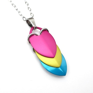 Pansexual Pride Pendant, LGBTQ Chainmail Scale Necklace, Pan Pride ...