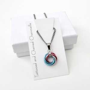 Transgender Pride Pendant Necklace, Chainmail Love Knot, Trans Pride ...