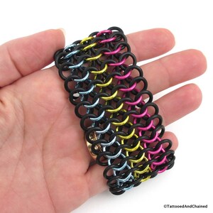 Pan Pride Bracelet, Stretchy Chainmail Cuff Bracelet for Women or Men ...