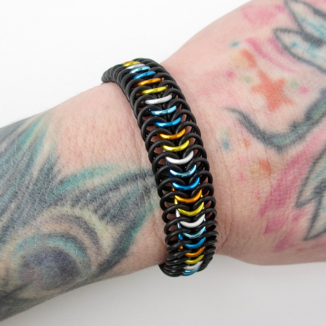 Aroace Pride Bracelet, Stretchy Euro 6 in 1 Chainmail Weave, Aromantic ...