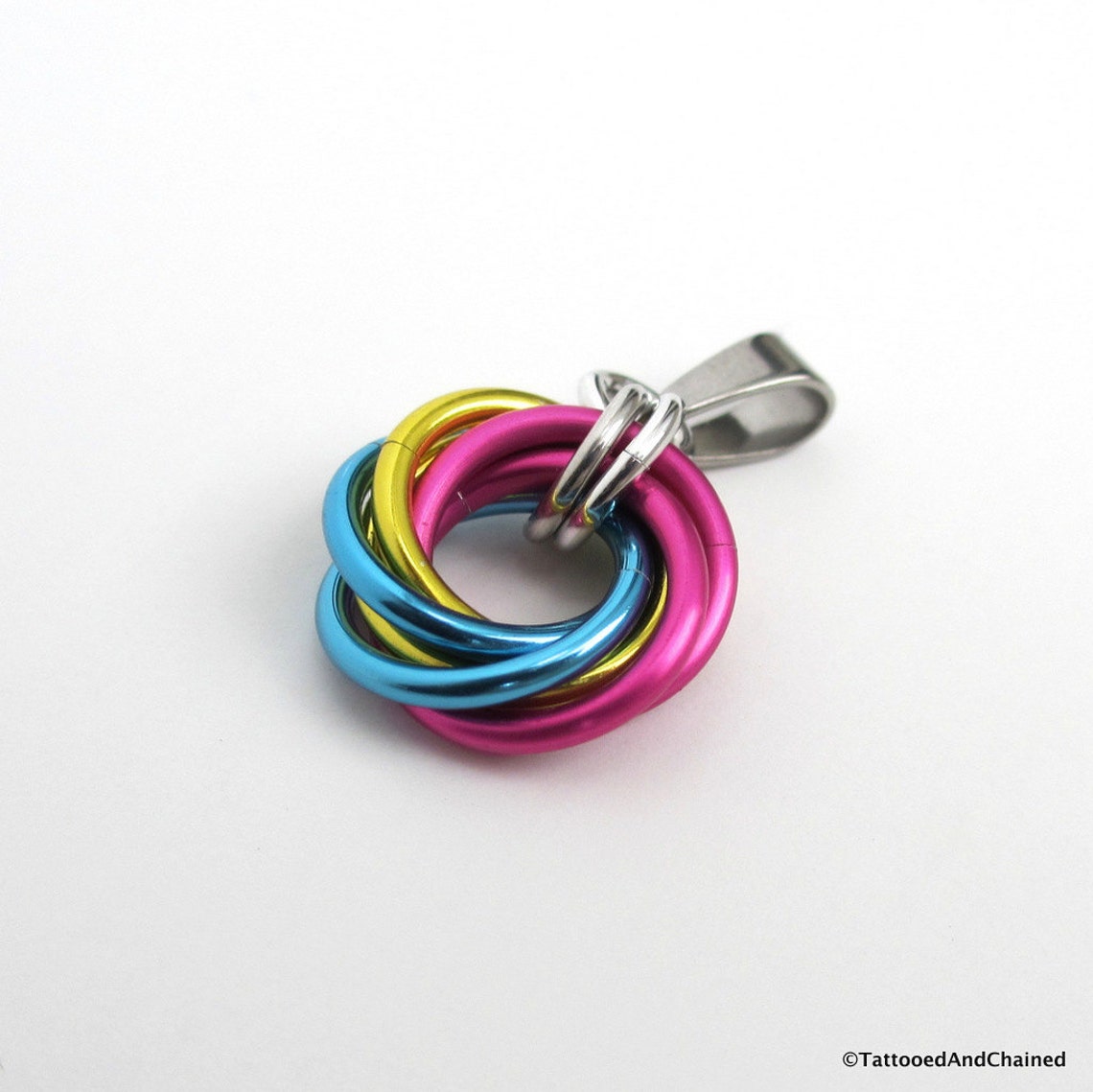 Pansexual Pride Pendant Necklace Chainmail Love Knot Pan - Etsy
