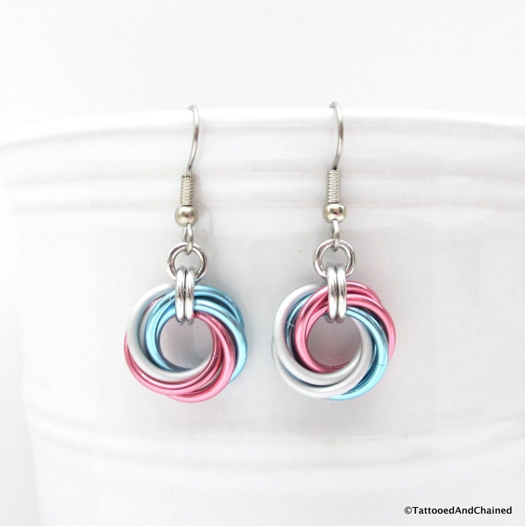 Transgender Pride Earrings Love Knot Chainmail Trans Pride - Etsy