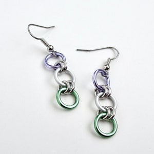 Genderqueer Pride Flag Earrings, Simple LGBTQ Chainmail Jewelry - Etsy