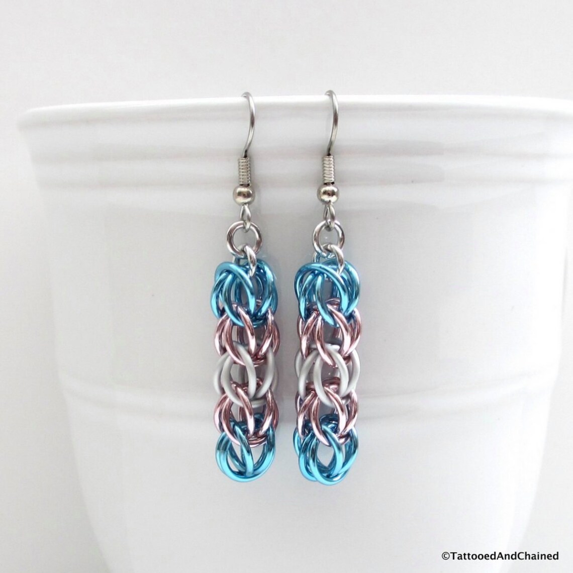 Transgender Pride Earrings Trans Pride Jewelry Chainmail | Etsy