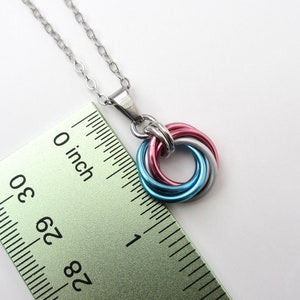 Transgender Pride Pendant Necklace, Chainmail Love Knot, Trans Pride ...