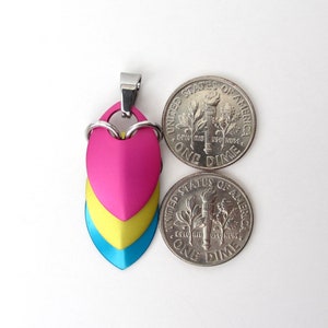 Pansexual Pride Pendant, LGBTQ Chainmail Scale Necklace, Pan Pride ...