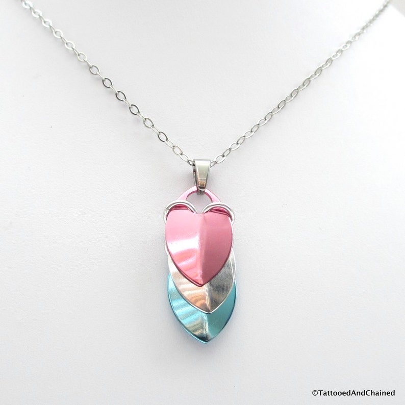 Transgender Pride Pendant Necklace Chainmail Scale Pendant - Etsy