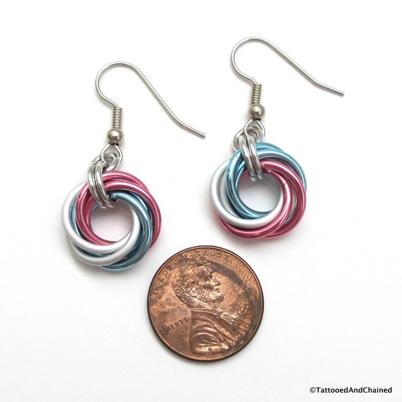 Transgender Pride Earrings Love Knot Chainmail Trans Pride - Etsy