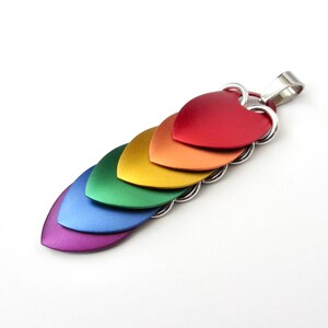 Gay Pride Pendant, Rainbow LGBTQ Flag Necklace, Chainmail Scale Charm ...