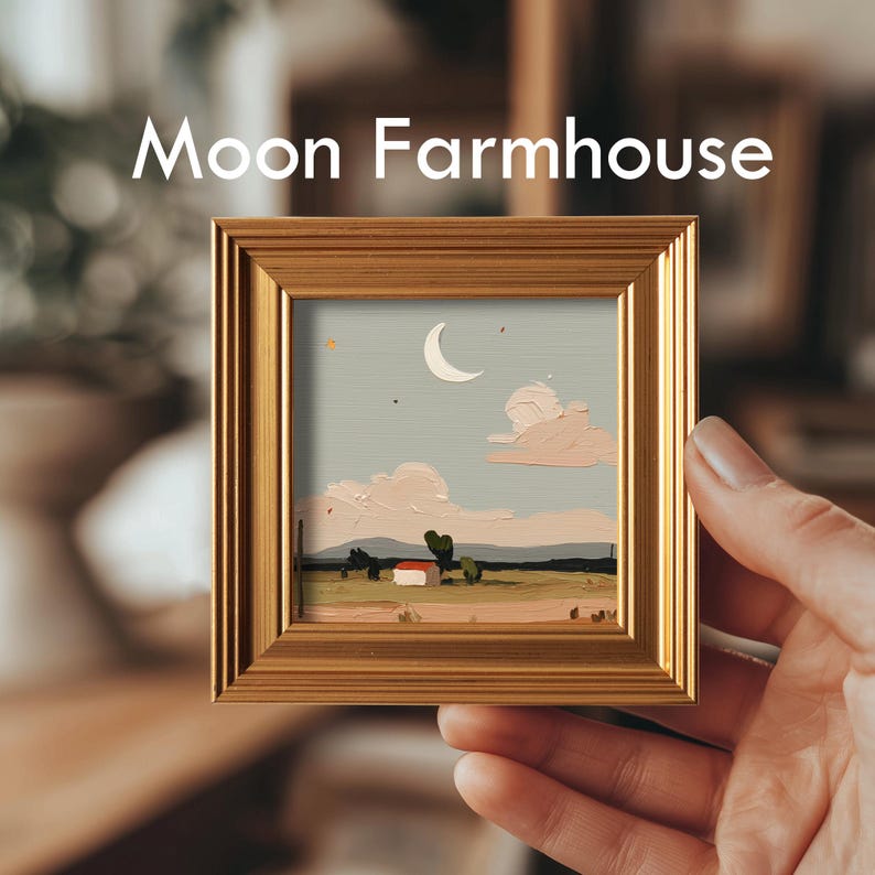 Original Prairie Landscape Oil Painting, Mini Framed Wall Art, Hand ...