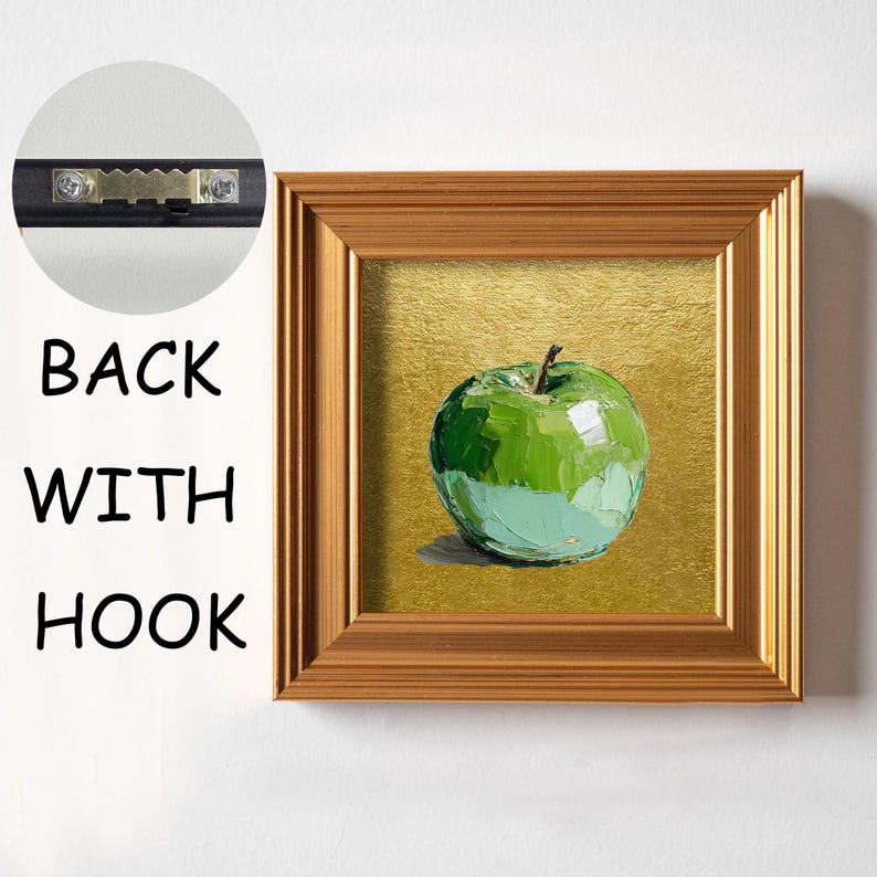 Green Apple Still Life Oil Painting, Original Hand Painted Mini Art ...