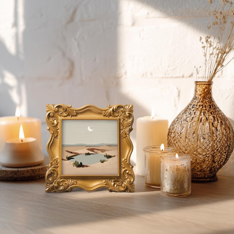 Original Desert Oil Painting, Mini Framed Wall Art, Hand Painted ...