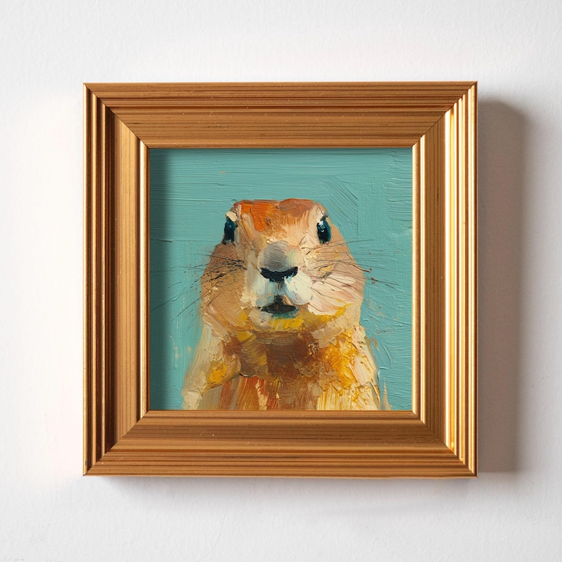 Mini Original Squirrel Oil Painting, Hand Painted Prairie Dog, Handmade ...