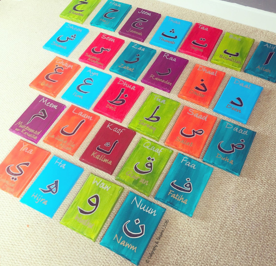 ISLAMIC ART: 'alif Baa Taa' Arabic Alphabet Canvas Set - Etsy