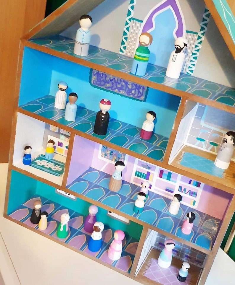ISLAMIC ART: Mosque Dollhouse With Pegdolls Toys Pretend - Etsy