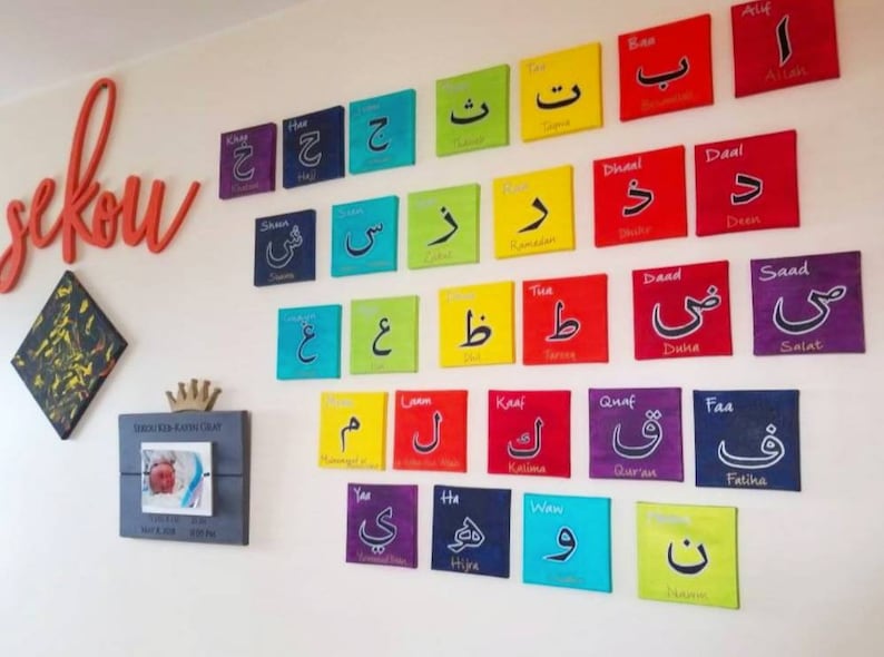 ISLAMIC ART: 'alif Baa Taa' Arabic Alphabet Canvas Set - Etsy UK