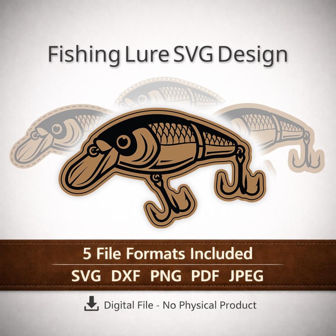 Fishing Lure SVG | Leather Hat Patch Template | Laser Engrave Clipart ...