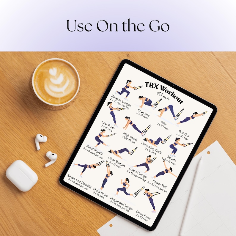 TRX Full Body Workout Plan | Printable Exercise Poster | 45 Minute ...
