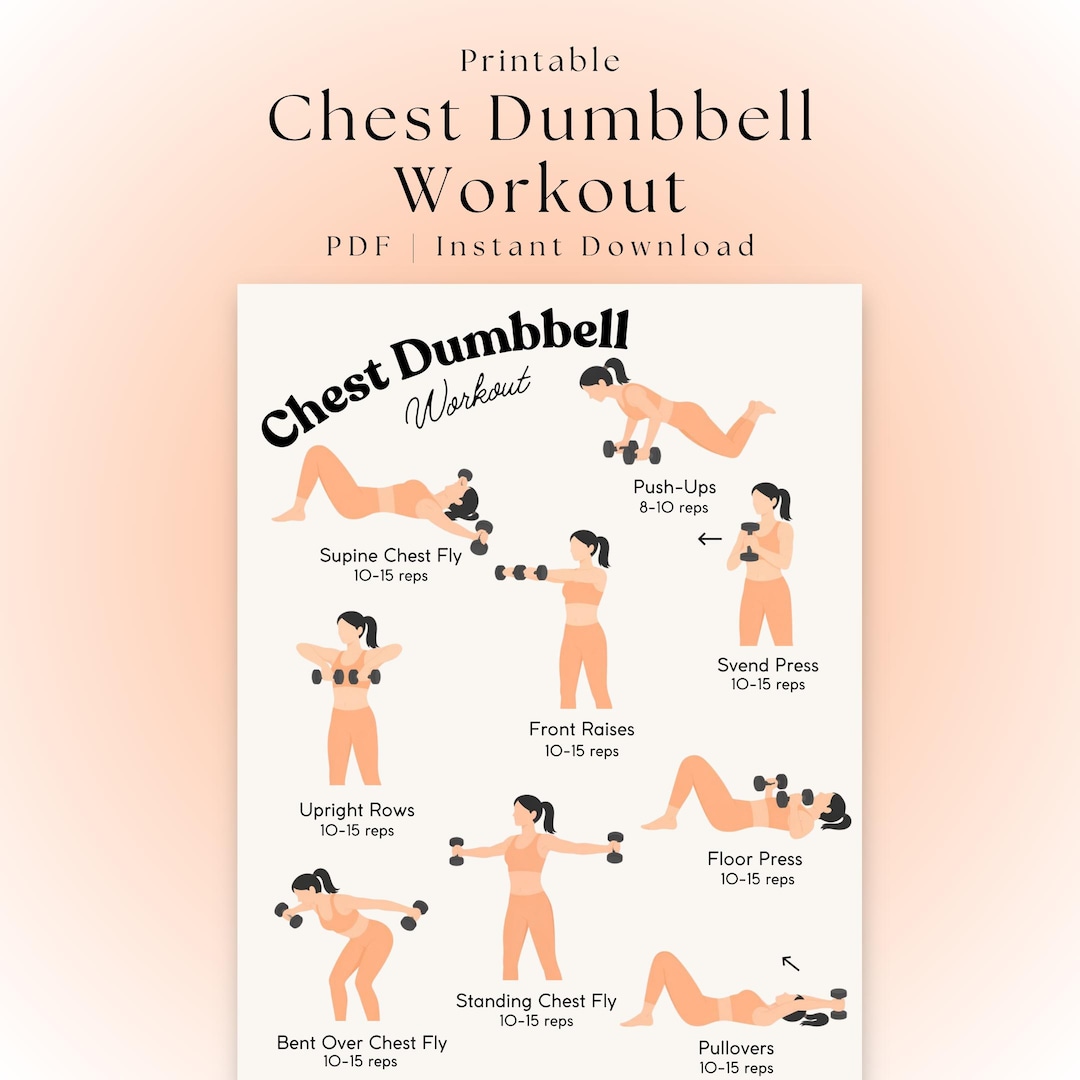 Chest Dumbbell Workout Poster | Printable Exercise Chart | Upper Body ...