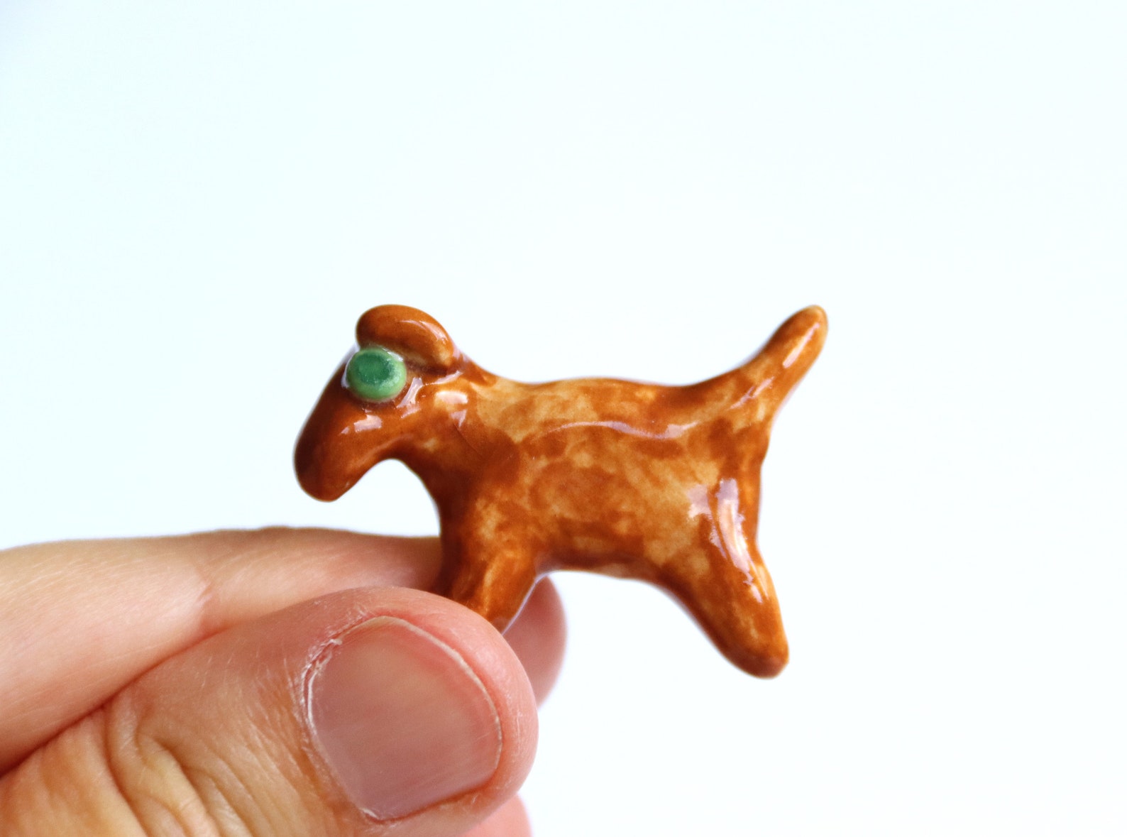 Pendant or Magnet Dog Ceramic Clay Art Key Ring Charm Yellow Brown ...