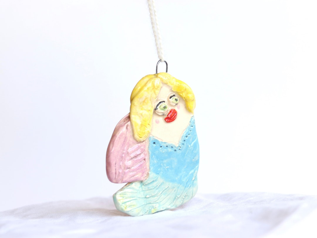 Ceramic Pendant Angel Clay Art Key Ring Bag Charm Blue Green Red Pink ...