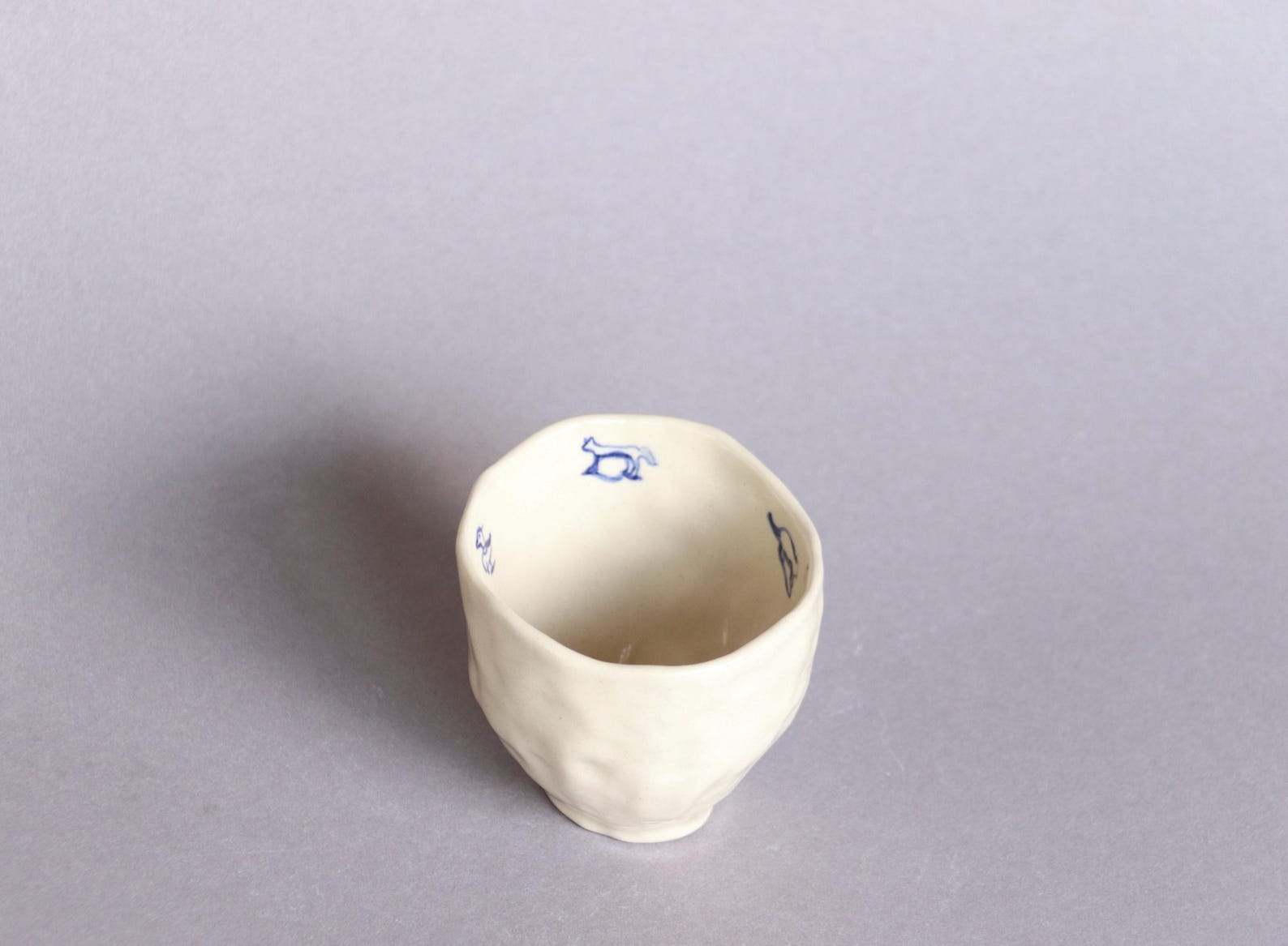Handmade Ceramic Bowl: Delft Blue Animal Motifs, Wonky Pottery - Etsy