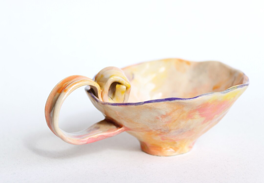 Cozy Mug Ceramic Small Watercolor Rainbow Clay Pottery Glossy with ...
