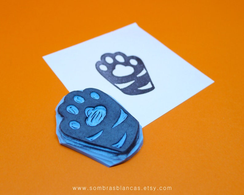 Cat Paw Stamp Cute Hand Carved Rubber Stamp Scrapbooking - Etsy