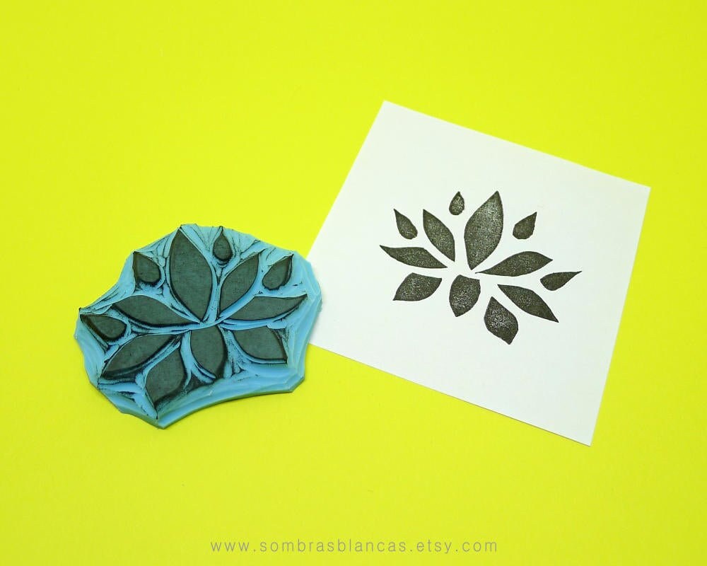 Lotus Flower Rubber Stamp - Hand Carved Rubber Stamp – Scrapbooking ...