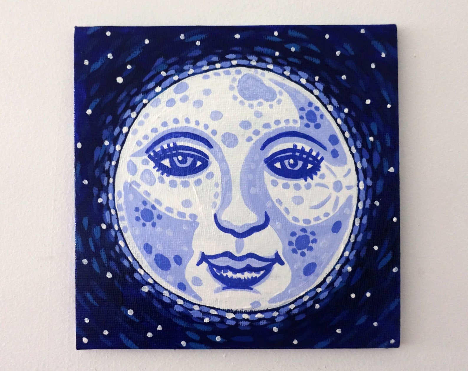 Small Full Moon Painting on Canvas Board Full Moon 1 15 X - Etsy