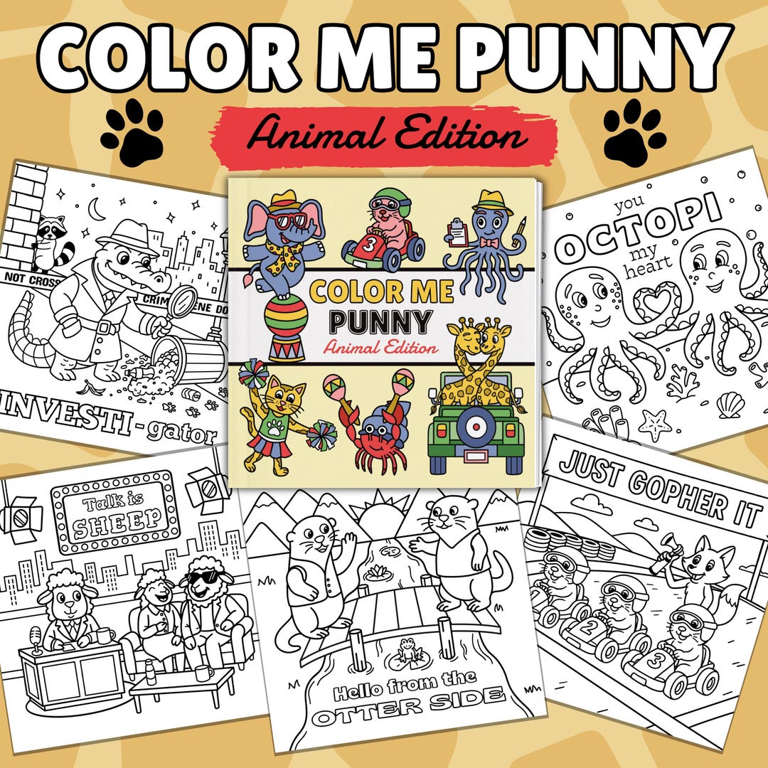 Funny Animal Puns - Coloring Pages - Instant Download - Print at Home ...