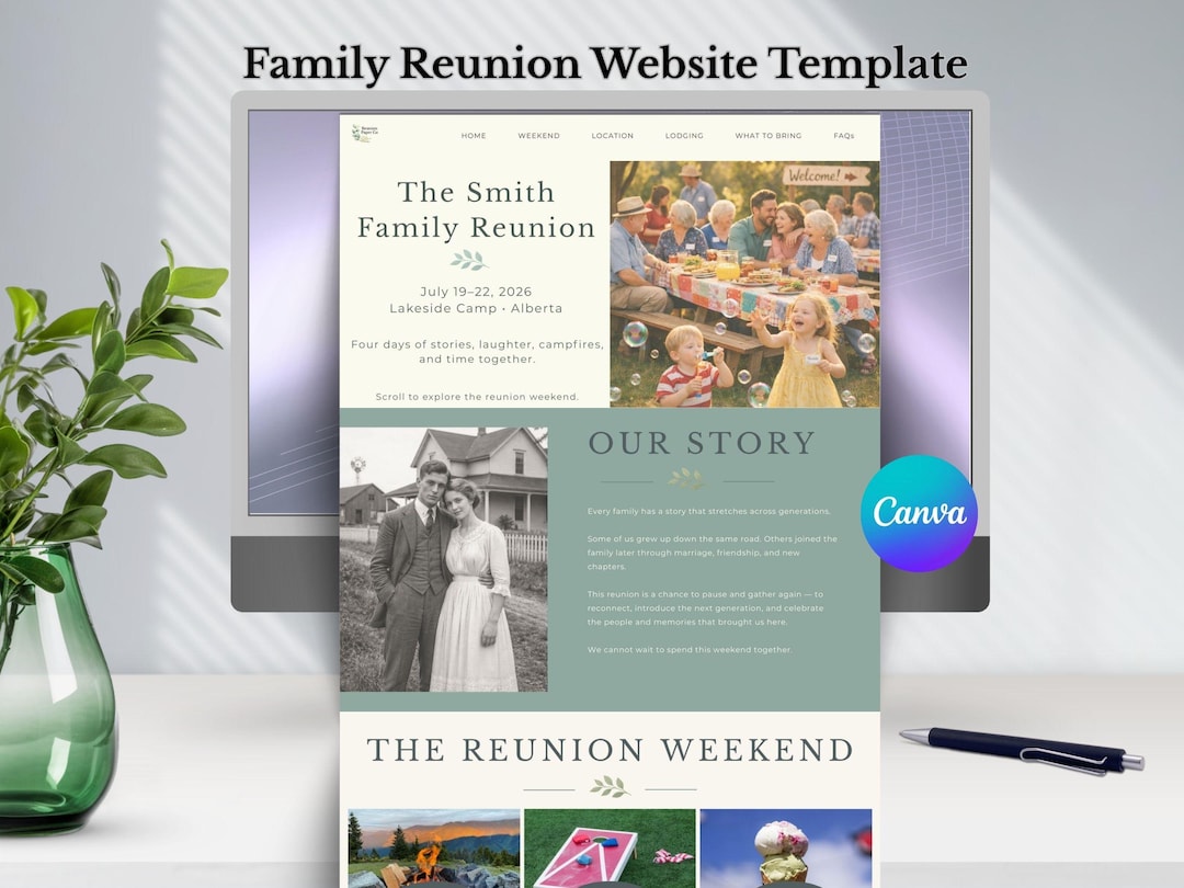 Family Reunion Website Template Editable Canva - Etsy