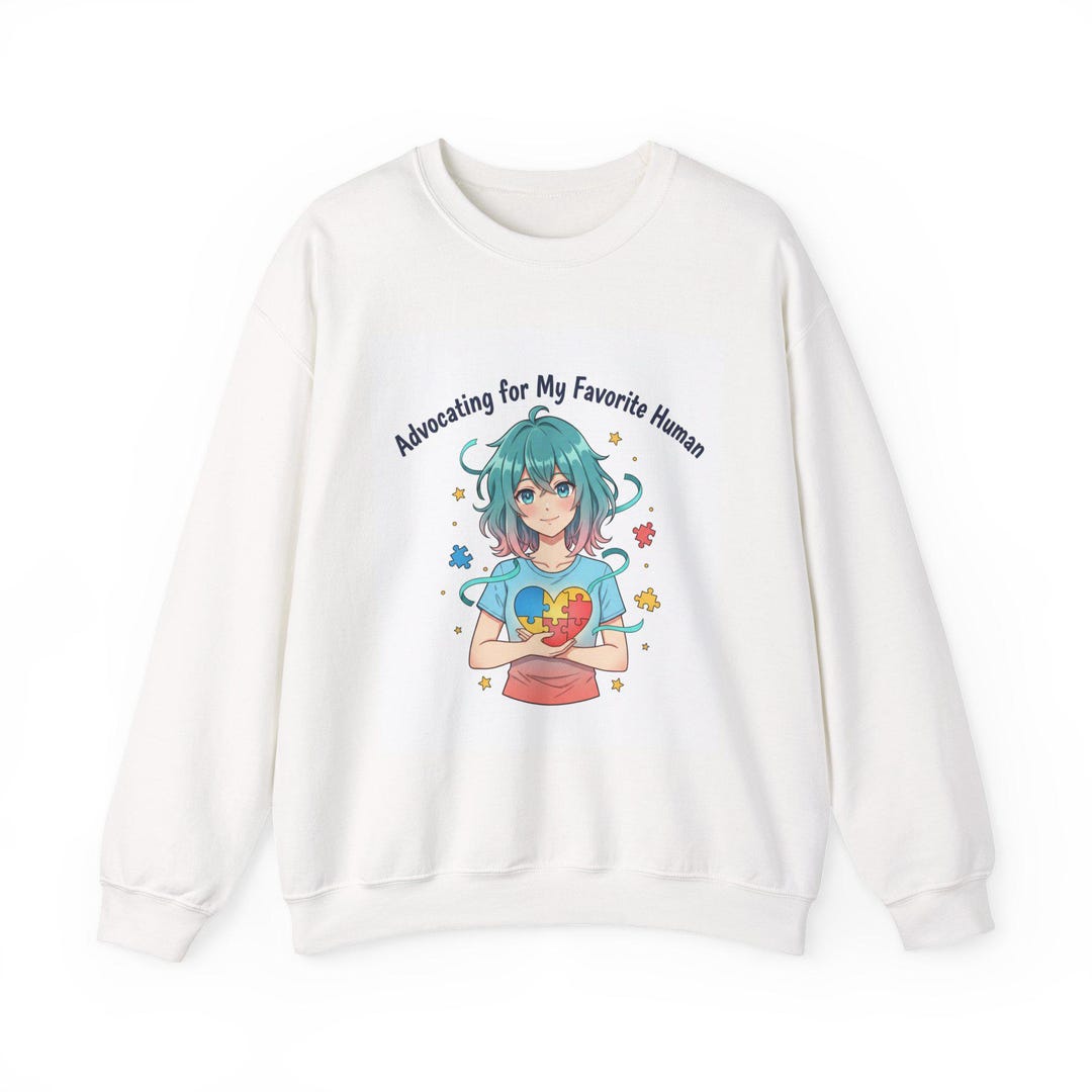 Autism Anime Girl Heart Sweatshirt | Teal Hair, Kawaii Style - Etsy