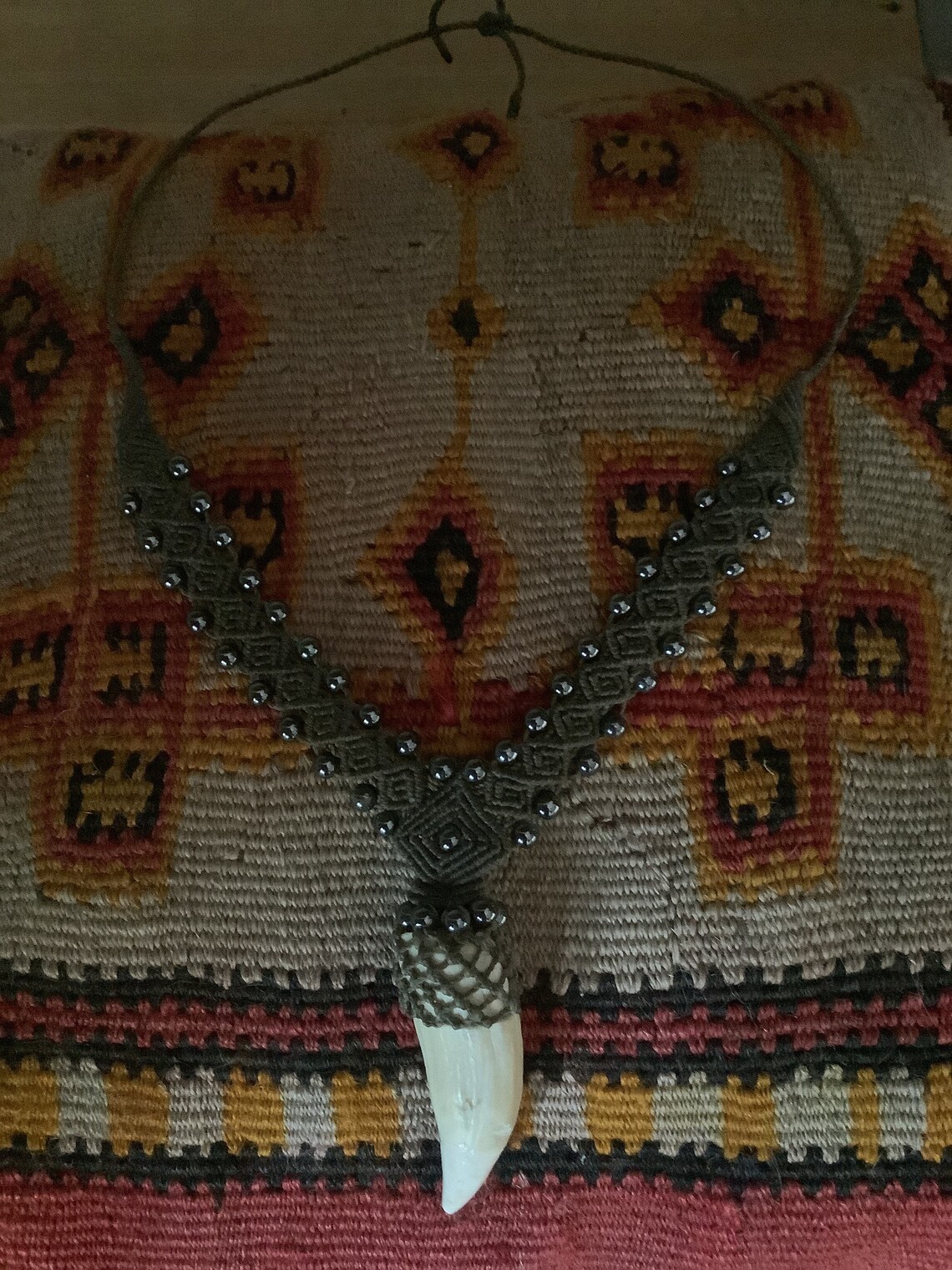 Peruvian Macrame Pendant With Sea Lion Tooth - Etsy