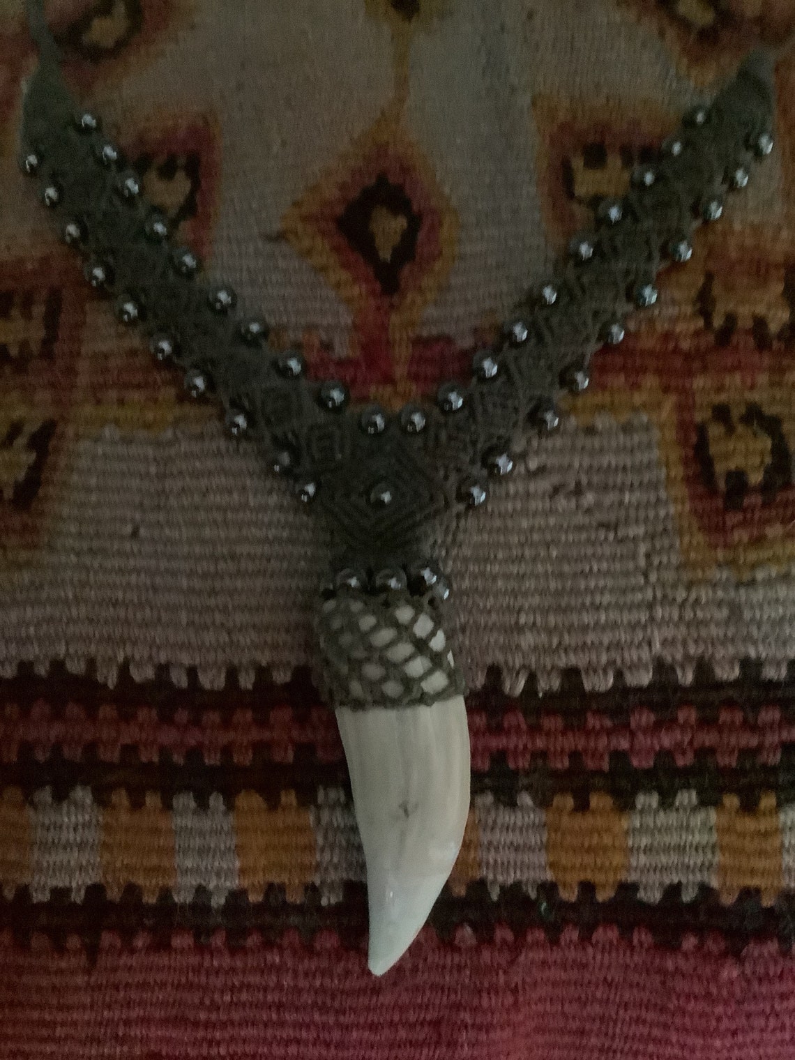 Peruvian Macrame Pendant With Sea Lion Tooth - Etsy