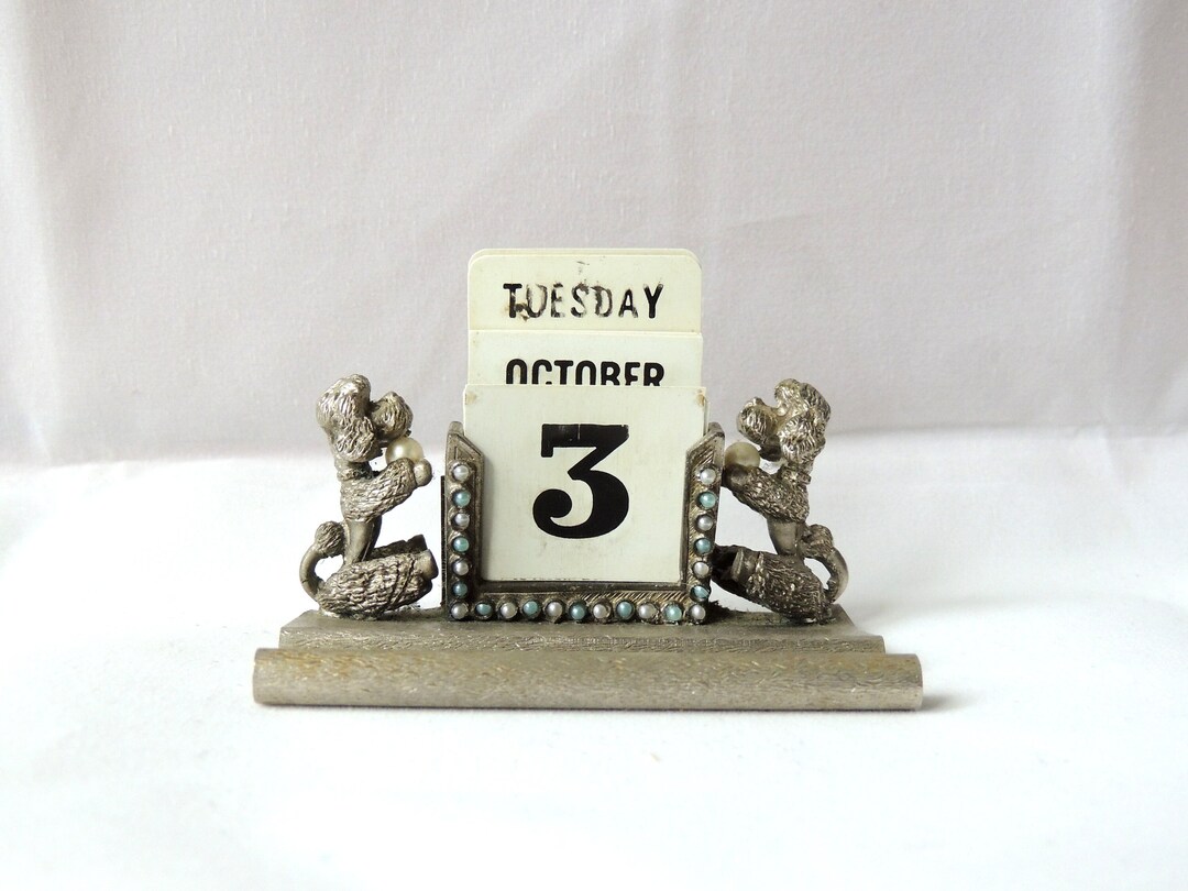 Vintage Perpetual Calendar Poodle Calendar Desk Calendar Pen - Etsy