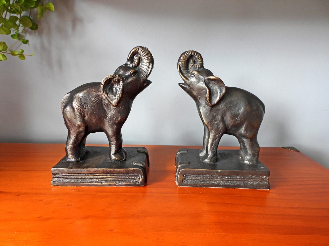 Bronze Elephant, Heavy Bookends, Elephant Bookends, Elephant Figure - Etsy