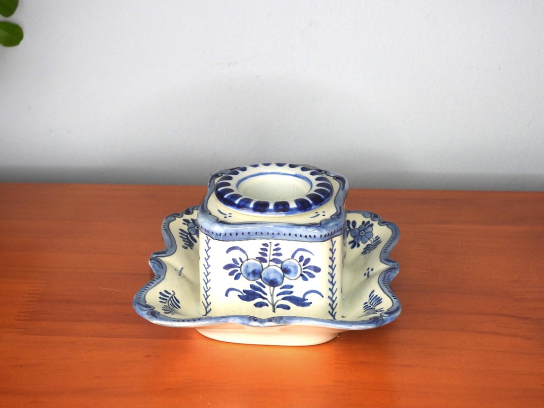 Delft Ink Well, Ink Pot, Boch Keramis, Ceramic Ink Pot - Etsy