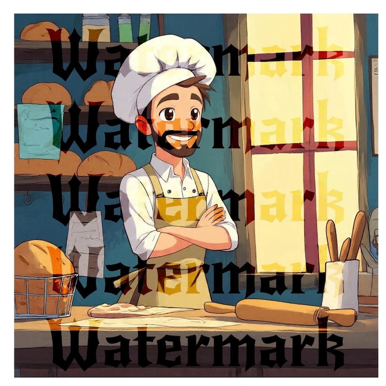 Male Baker Wall Art Printable | Baker Illustration | Chef Kitchen Art ...